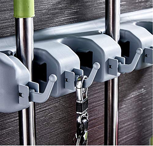 KK5 Broom Holder Rack & Garden Tool Organizer Rake or Mop Handles, Wall Mounted Commercial Organizer Saving Space Storage Rack for Kitchen Garden and Garage