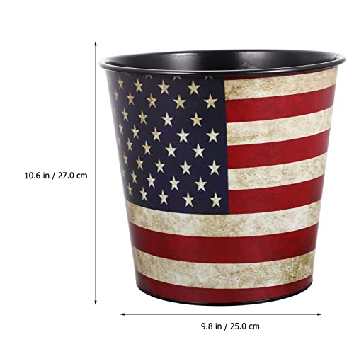 Angoily Vintage Trash Can American Flag Trash Can Wastebasket Garbage Bin Retro Waste Toilet Paper Bin Basket for Bathroom Bedroom Office