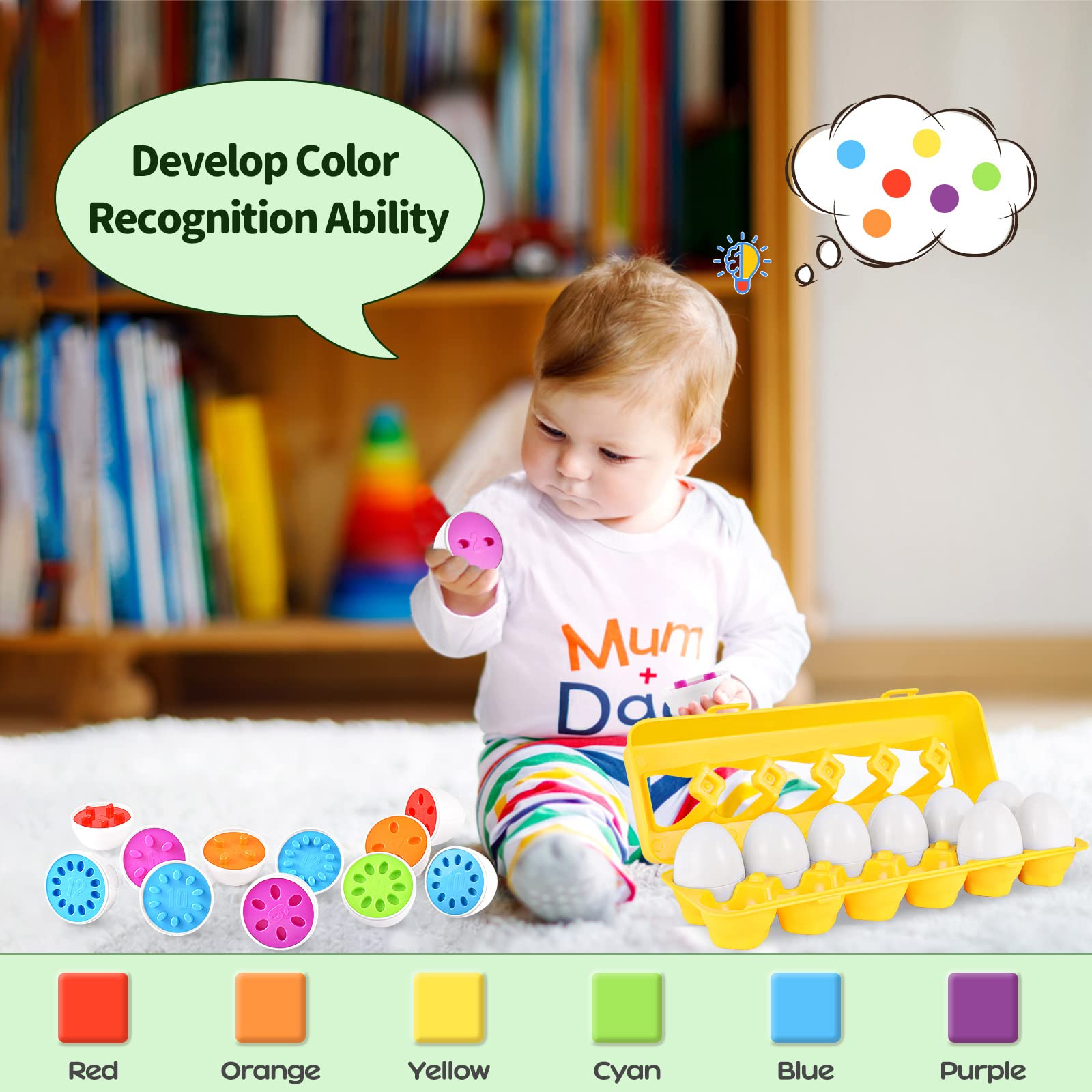 CPSYUB Toddler Toys, Easter Eggs Sensory Early Learning Fine Motor Skills Toys for 1, 2, 3, 4 Year Old Girls Boys