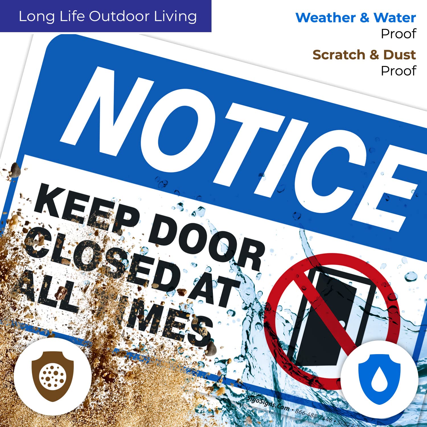 Sigo Signs, Keep Door Closed Sign, 10x7 Inches, Rust Free .040 Aluminum, Fade Resistant, Made in USA