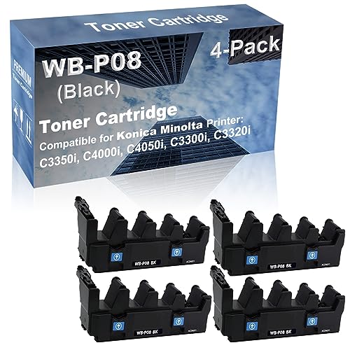4-Pack Compatible High Capacity WB-P08 WBP08 ACDN0Y1 Waste Toner Container Box use for Konica Minolta Bizhub C3300i, C3320i, C3350i, C4000i, C4050i Printer (Black)
