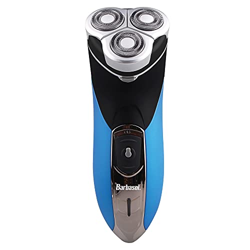 Barbasol Rechargeable Electric Wet and Dry Rotary Shaver with Stainless Steel Blades and Pop Up Trimmer