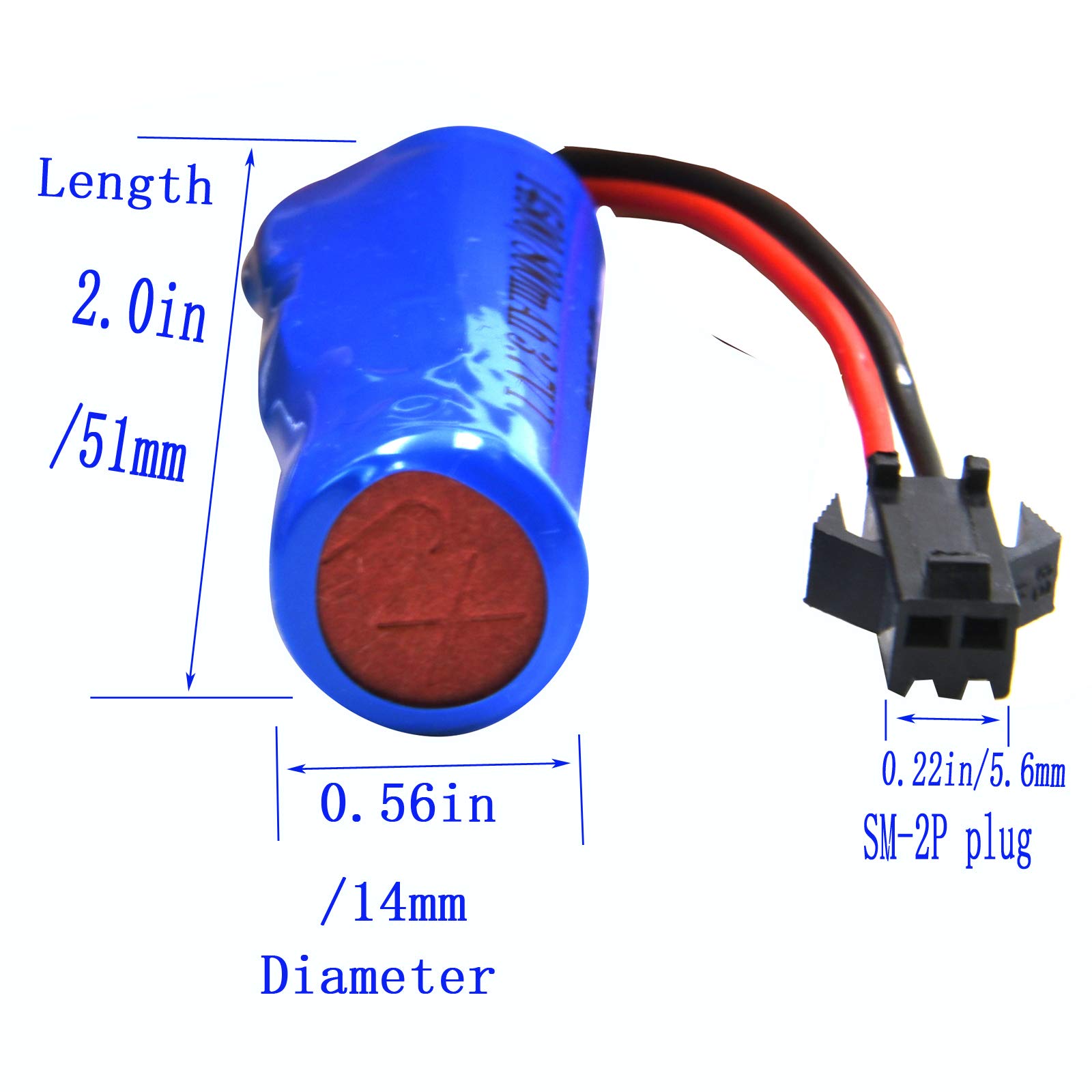 Blomiky 2 Pack 3.7V 500mAh Li-ion Rechargeable Battery SM 2P Plug with USB Charger Cable for Double Sided RC Stunt Car Small RC Boat Tumbling Amphibious RC Car RC Truck and C63 Battery and USB 2