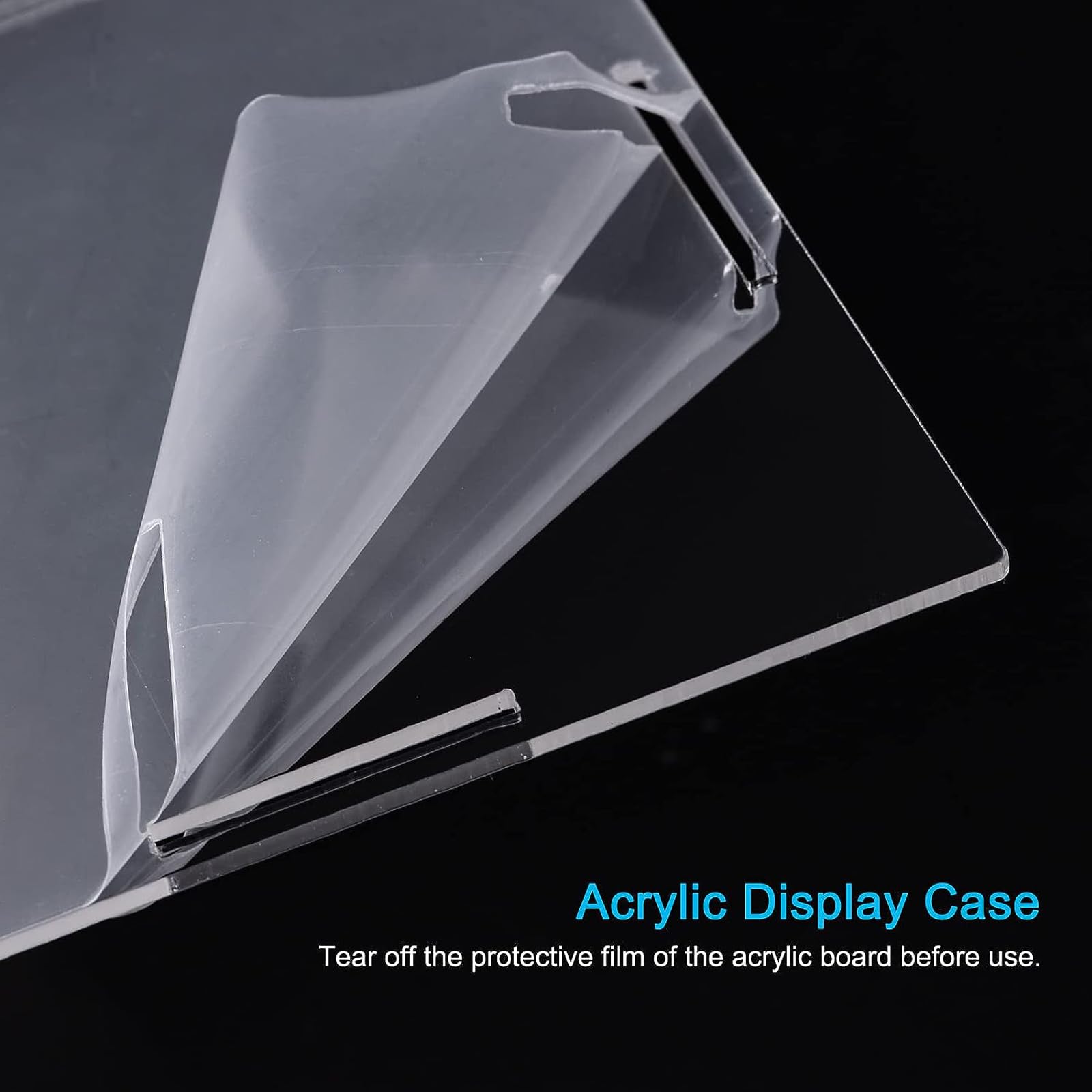 Clear Acrylic Display Case for Mini Funko Pop Figures with Light, 2 Layer Storage Cabinet Shelf Showcase for Toys Mini Figures Collectibles Rock Stone Crystals, Wooden Black Finish 10.2x4.7x11.4inch