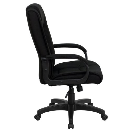 Flash Furniture Jessica High Back Black Fabric Executive Swivel Office Chair with Arms