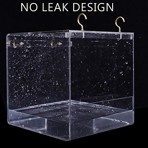 Tfwadmx Bird Bathtub for Cage Parrot Bath Shower Box Bowl No-Leakage Design with Hooks for Small Bird Parrot Myna Budgie Lovebird