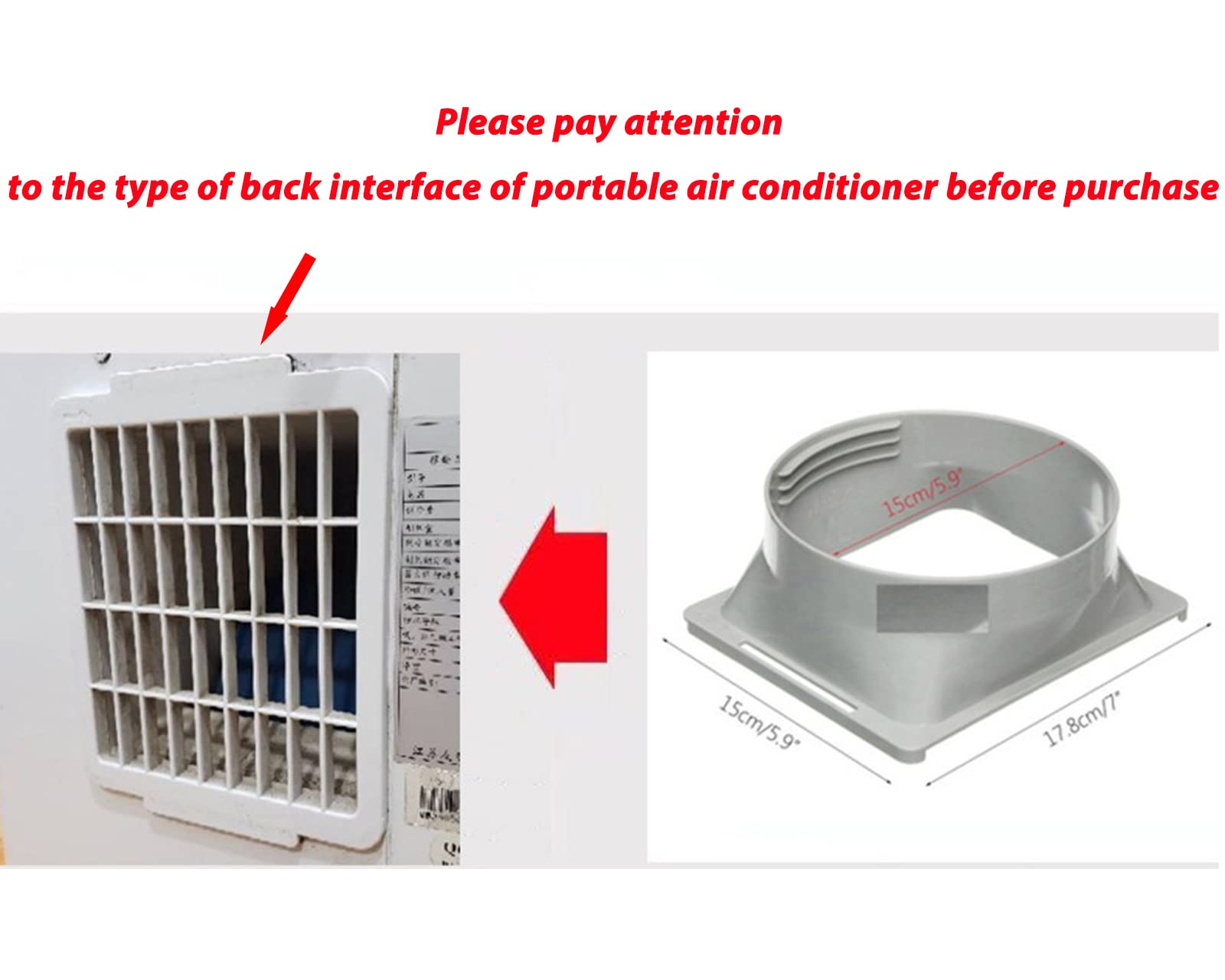 5.9 inch / 6 inch Portable Air Conditioner Exhaust Hose Coupler,Coupling,Window Adapter,A/C Unit Tube Connector Mobile Air Conditioning Accessories(Square to Round)