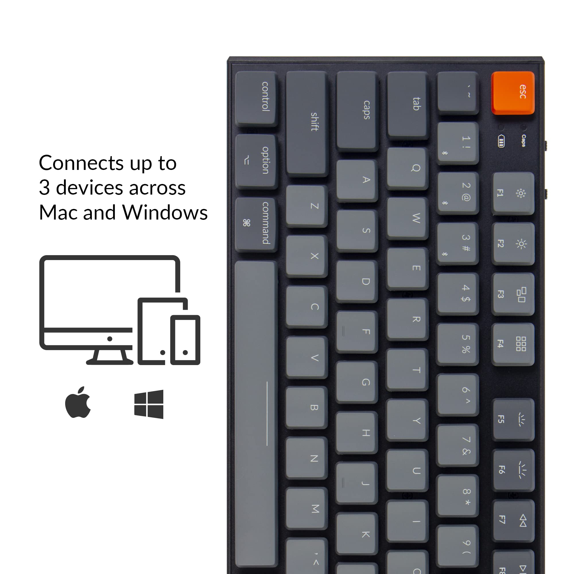 Keychron K1, Tenkeyless Layout 87 Keys Ultra-Slim Bluetooth Wireless/USB Wired Mechanical Gaming Keyboard with Low-Profile Gateron Blue Switch White LED Backlit Compatible with Mac Windows-Version 5