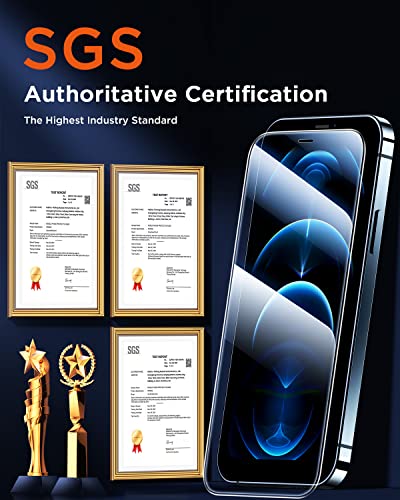 DIMONCOAT [4+2]Pack [Auto Alignment Kit] Screen Protector Compatible iPhone 12 Pro Max 6.7'' with Camera Lens Protector 10X Military Protection 12 Pro Max Diamonds Hard Tempered Glass Film Bubble Free