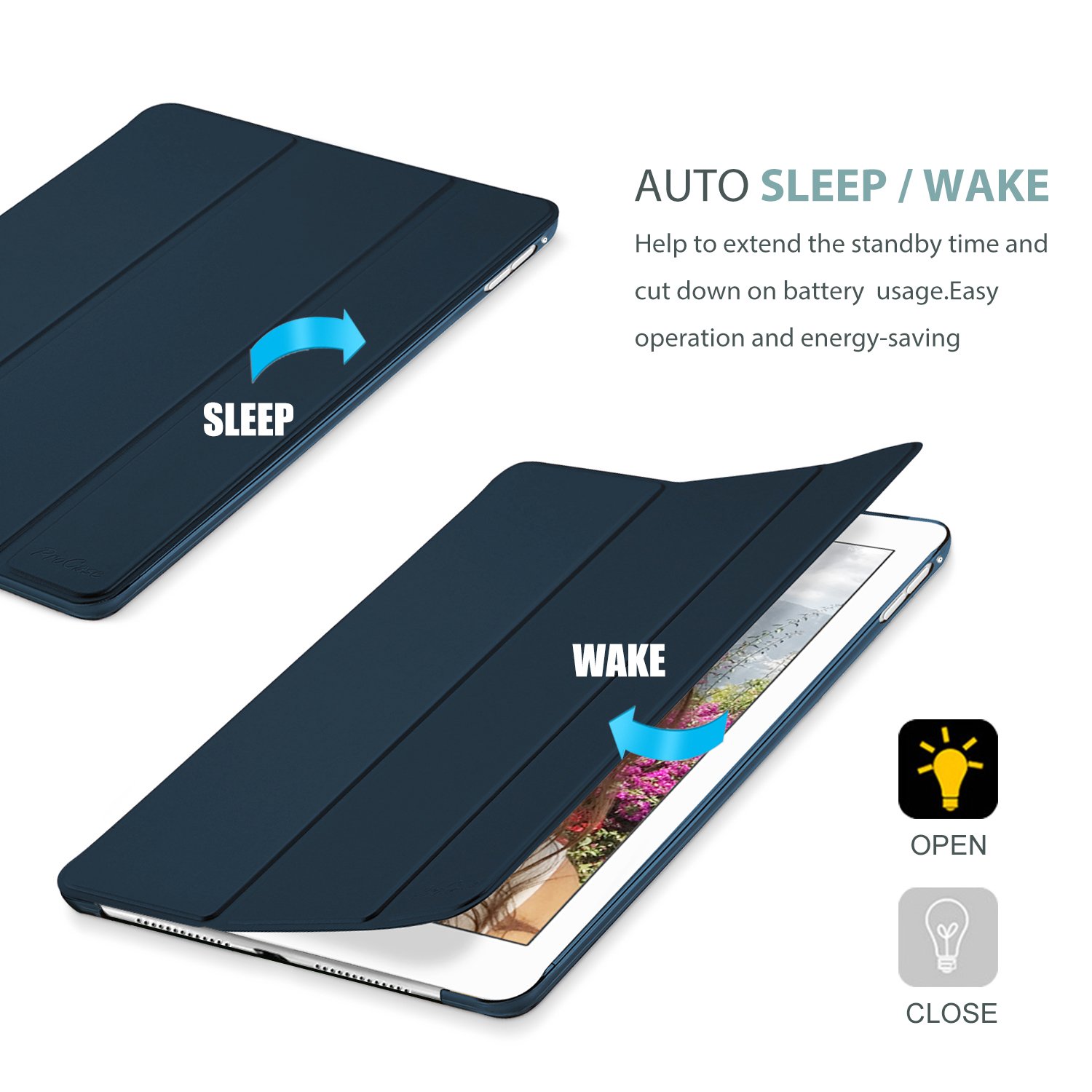 ProCase Smart Case for iPad Mini 4 2015(Model: A1538 A1550), Ultra Slim Lightweight Stand Case with Translucent Frosted Back Smart Cover for iPad Mini 4th Gen 2015 7.9 Inch -Navy Blue