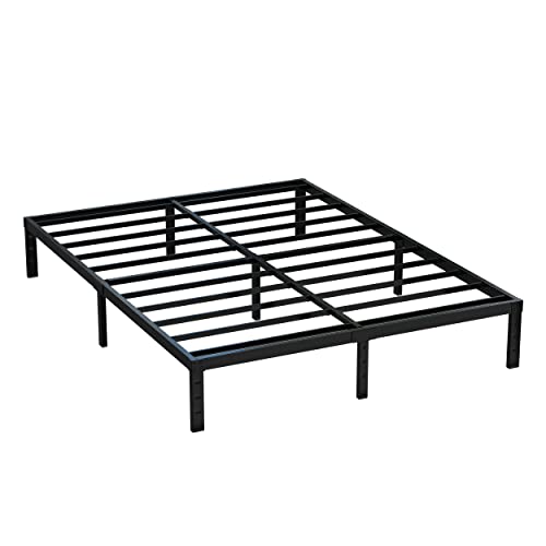 Maenizi 12 Inch Bed Frame Queen Size No Box Spring Needed, Heavy Duty Queen Platform Metal Bed Frame Support Up to 3000 lbs, Easy Assembly, Noise Free, Black