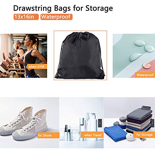 YOROYAL Travel Elastic Clothesline with 6pcs Portable Adjustable Clothes Hanger, 1 Pack Drawstring Organizer Backpack, Perfect for Camping, Hotel and Other Outdoor / Indoor Use (Black)