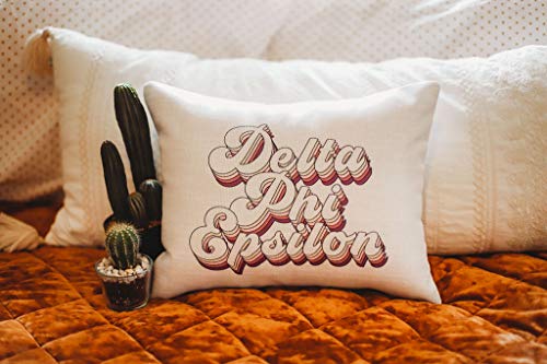 Sorority Shop Delta Phi Epsilon Pillow – Retro Design, 12" x 16" Lumbar Pillow Sorority