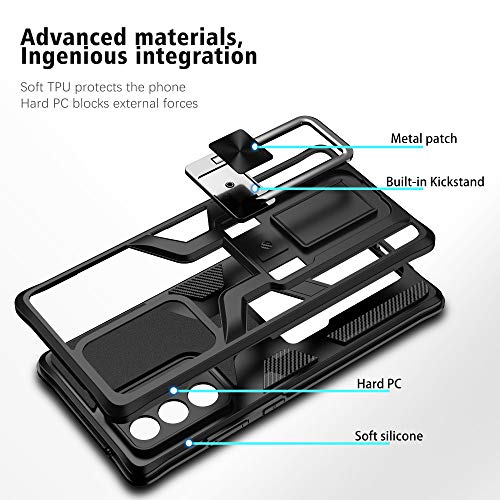 AKINIK for Note 20 Ultra Case, Samsung Galaxy Note 20 Ultra Case with Self Healing Flexible TPU Screen Protective [2 Pack], Military Grade with Kickstand Case for Samsung Note 20 Ultra 5G-Black