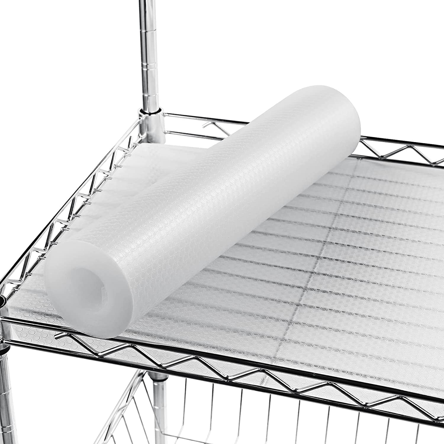 AMZABBY Wire Shelf Liner 12x197'' Clear Shelf Liner Kitchen,Cabinets,Drawer Liner, Cupboard, Under Sink, Pantry,Non-Adhesive Liner,Stain-Proof Shelf,1.2mm Thicken/Waterproof/Anti-Slip Liners