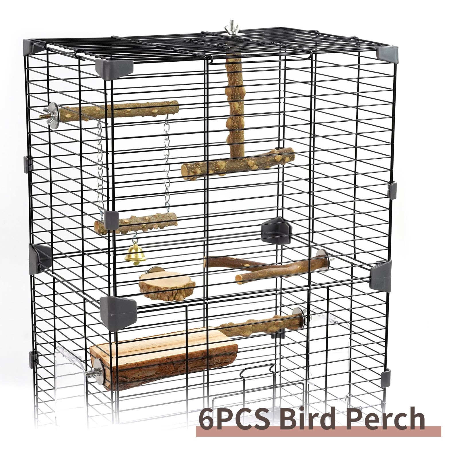 HPAWHOMEPART Bird Perches, 6pcs Natural Wood Birds Stand Branch, Bird Perch Chewing Stick Cage Accessories Parrot Climbing Standing Branches Paw Grinding Fork Sets for Parakeet Lovebirds Cockatiels