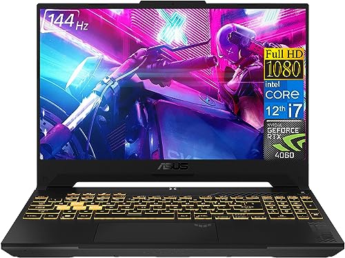 ASUS TUF Gaming Laptop 2023 Newest, 15.6" FHD IPS 144Hz Display, GeForce RTX 4060,Intel Core i7-12700H (14 core), 32GB RAM, 1TB SSD, Wi-Fi 6, Backlit Keyboard, Type-A&C, Windows 11 Home