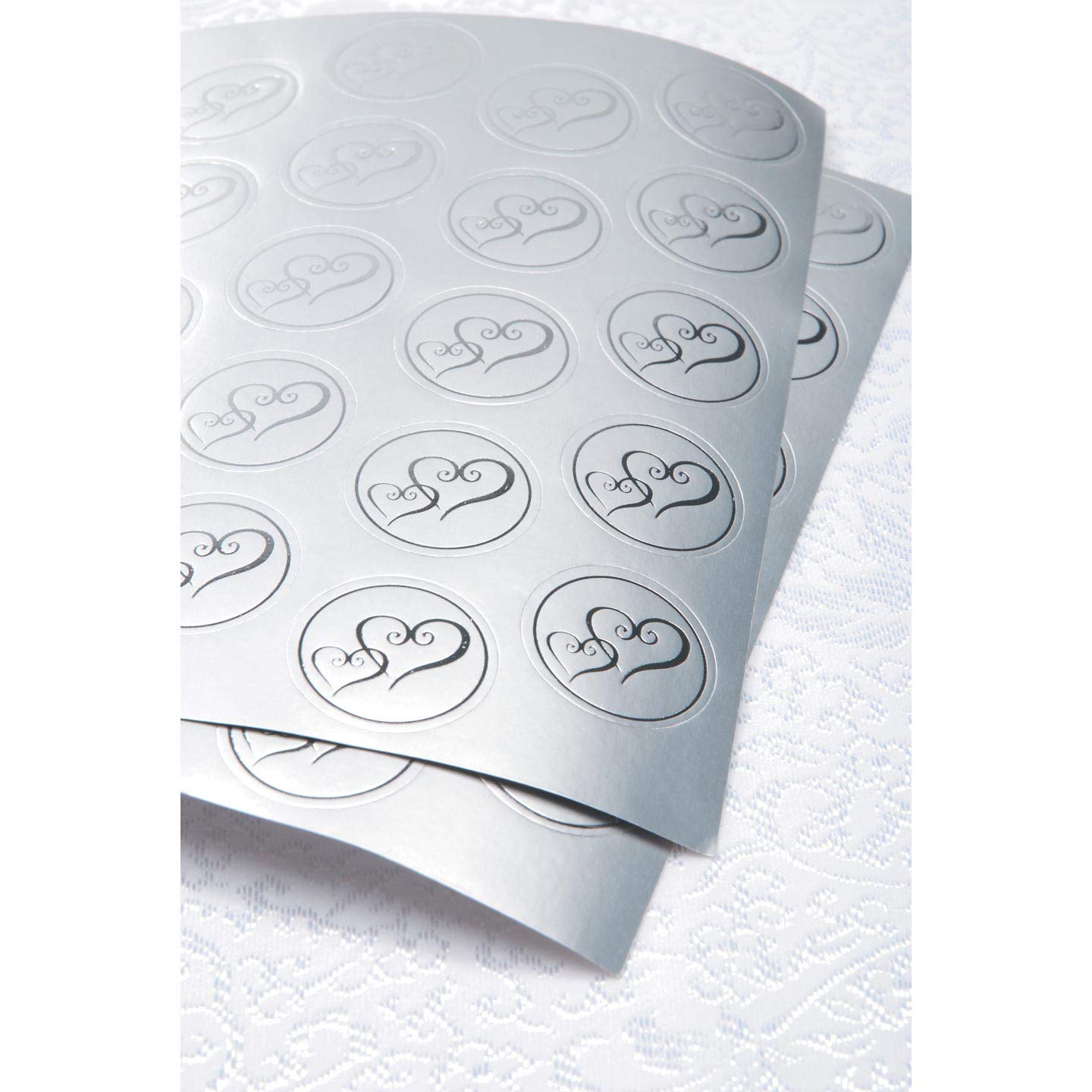 Darice Victoria Lynn Foil Envelope Seals Double Heart Silver 50 Pieces (3-Pack) VL3469