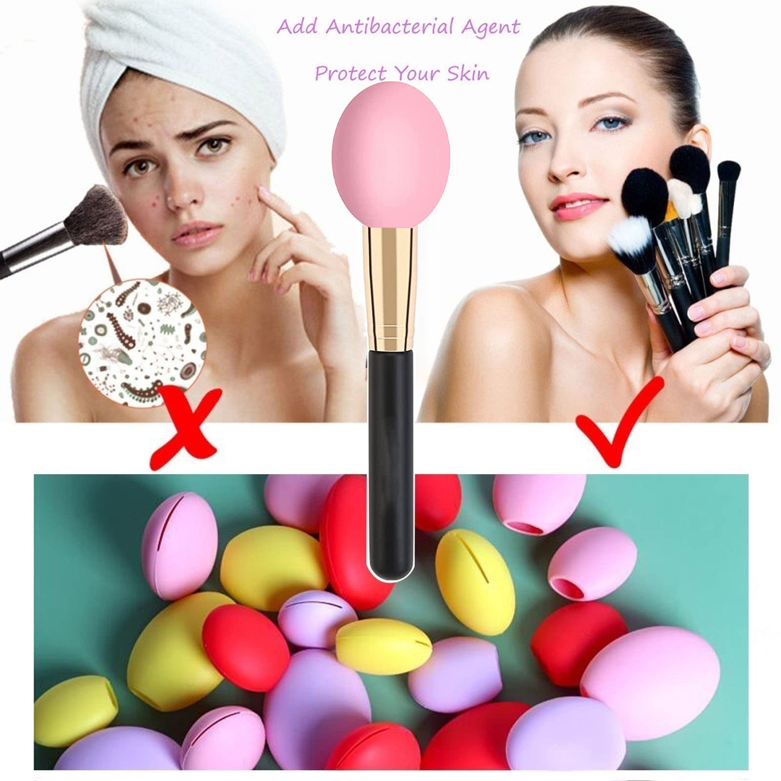 3 Pack Makeup Brush Holder Size 3 Silicone Makeup Brush Travel Makeup Brush Cover Reusable Makeup Brush Protector Protective Brush Makeup Organizer (3 pink)