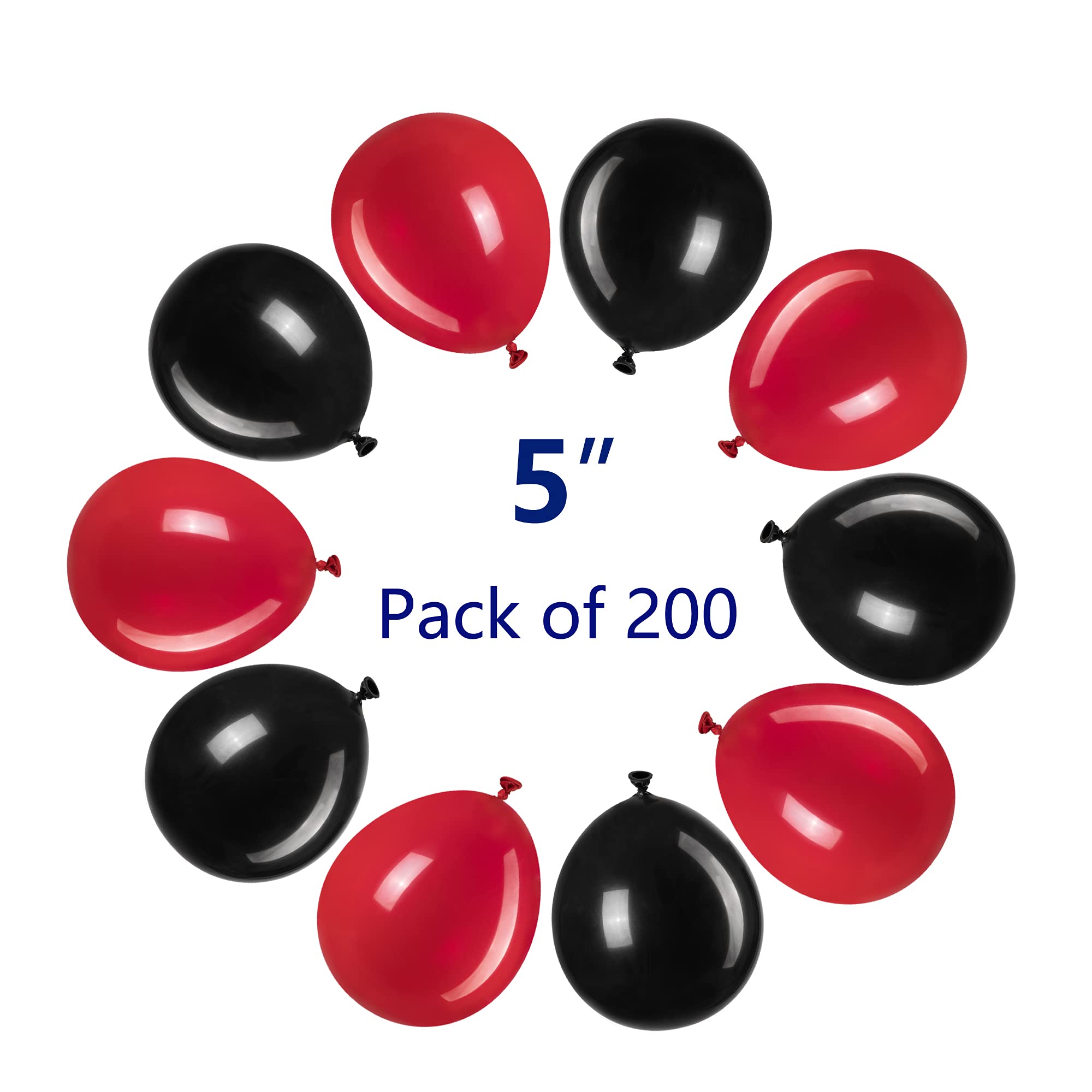 5" Red Black Latex Balloons 200pcs Mini Balloons Party Decorations Supplies