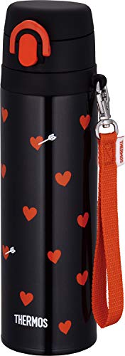 Thermos JNT-551 BKR Water Bottle, Vacuum Insulated Travel Mug, 16.9 fl oz (550 ml), Black Red