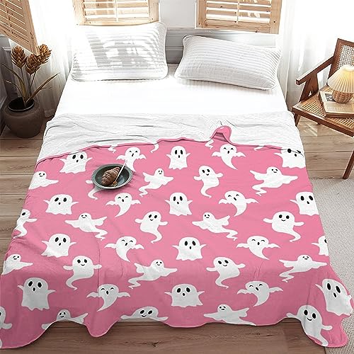 Pink Ghosts Blanket for Girls Women Kids Fleece Lightweight Throws Blanket Spooky for Boys Soft Flannel Blankets Decorations-30 x40