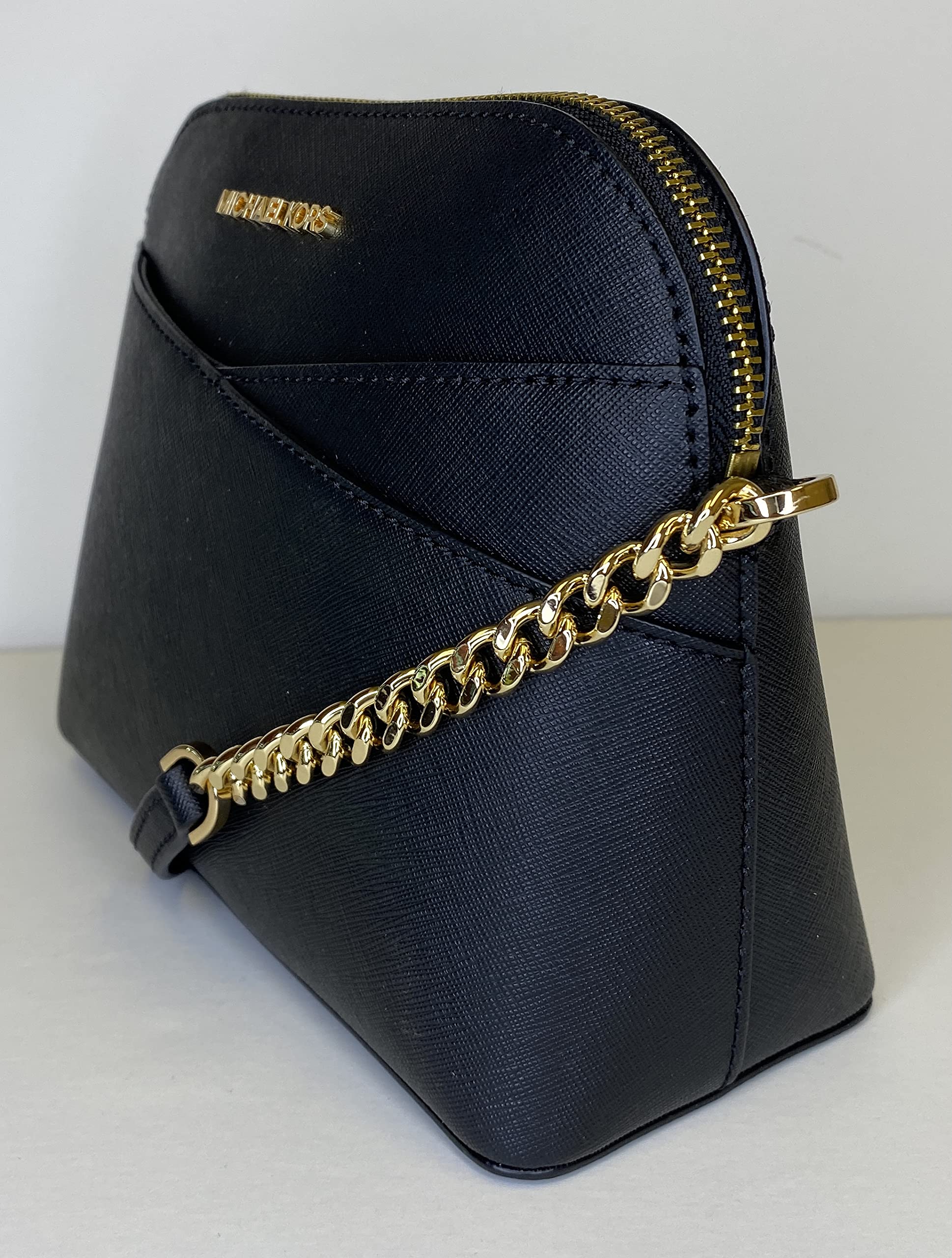 Michael Kors MICHAEL Michael Kors Jet Set Travel MD Dome XCross Crossbody bundled SM TZ Coinpouch Purse Hook (Black)