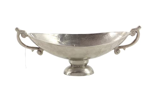 Deco 79 Aluminum Decorative Bowl with Handles, 22" x 8" x 9", Silver