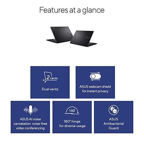 ASUS Vivobook 16 Laptop, 16” WUXGA (1920 x 1200) 16:10 Display, Intel Core i5-1235U CPU, Intel UHD Graphics, 8GB RAM, 512GB SSD, Windows 11 Home, Indie Black, F1605ZA-AS52