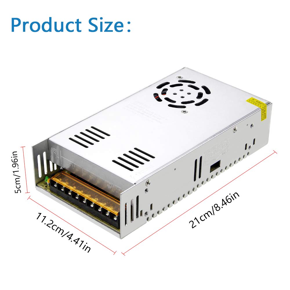 SHNITPWR 12V Power Supply 30A 360W AC to DC Adapter 12 Volt 30 Amp Switching Power Converter Transformer LED Driver 110V 240V AC in for LED Light Strip 3D Printer CCTV Security System LCD Monitor