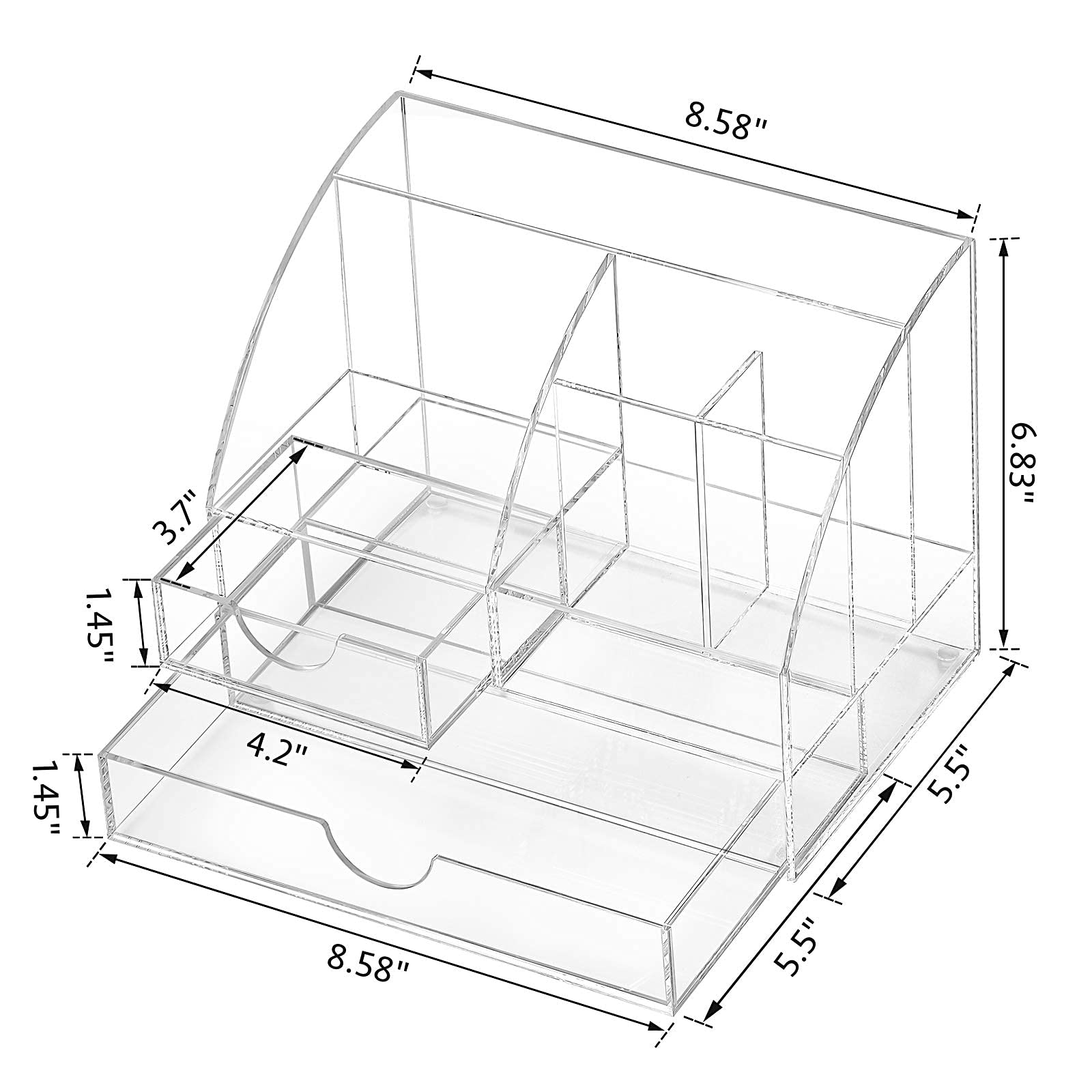 Acrylic Office Desk Supplies and Accessories,clear Desk stationary organizer with Drawers, Pen and Pencil Holder,Desktop Organization