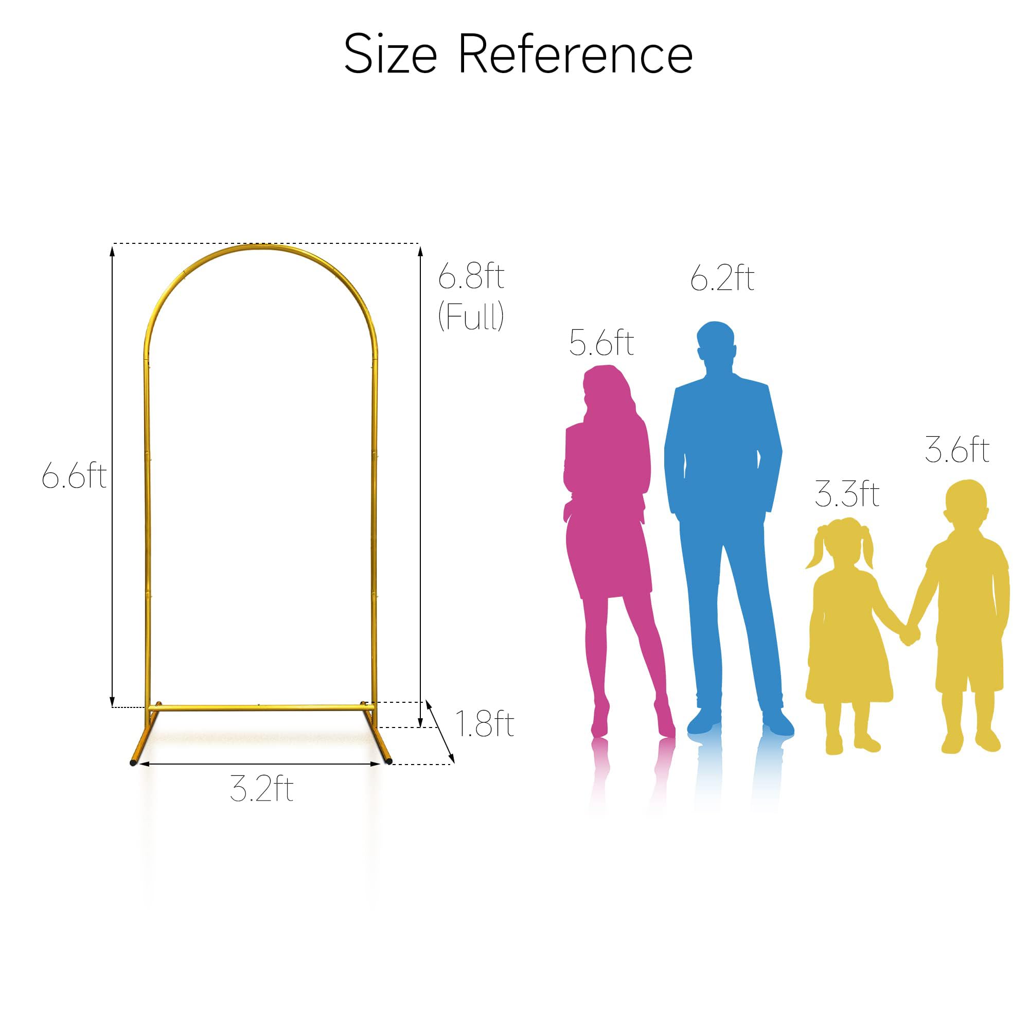 6.56Ft Arch Backdrop Stand Wedding Arch Stand Balloon Arch Frame Kit for Wedding Arch Flower Stand Party Background Decoration (Aluminum/Gold)