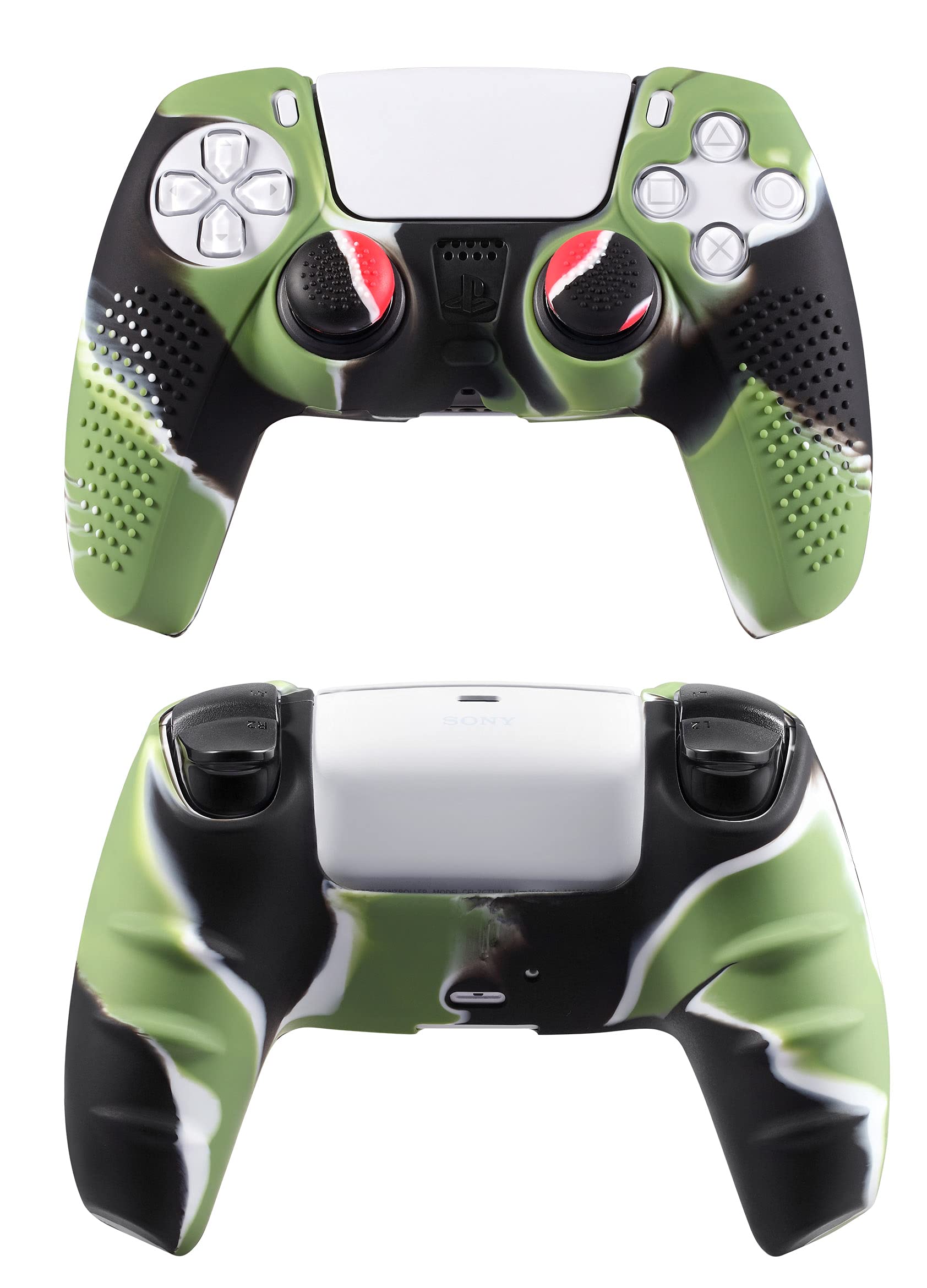 3 Pack Silicone Camouflage Skin for PS5 Controller - SYMOTOP Anti-Slip Protector Cover Case Grip Compatible with Sony Playstation 5/PS5 DualSense Controller with 10 X FPS PRO Thumb Grips Caps