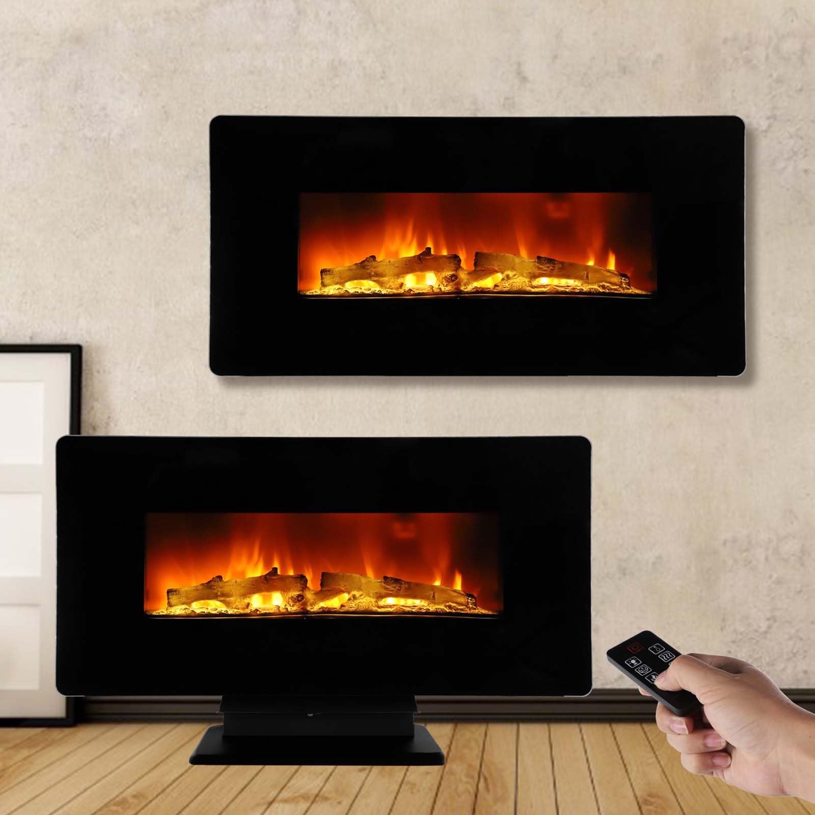 36" Electric Fireplace w/Remote Control, 2 in 1 Wall-Mounted/Freestanding Fireplace Heater w/Timer, Remote Control, Adjustable Flame Color for Bedroom Living Room