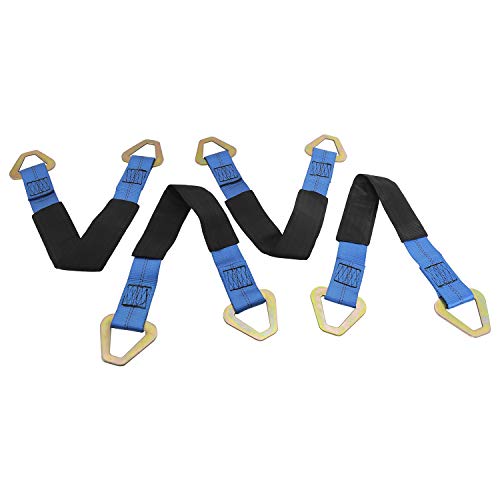 NovelBee 4 Pack of 24 x 2" Axle Strap with Protective Sleeve and D-Ring for Securing Car Transport (Blue)