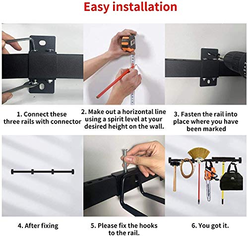 Homydom Wood Organizer and Lumber Storage Metal Rack & Garage Storage System Utility Organizer Wall Amount with Hooks