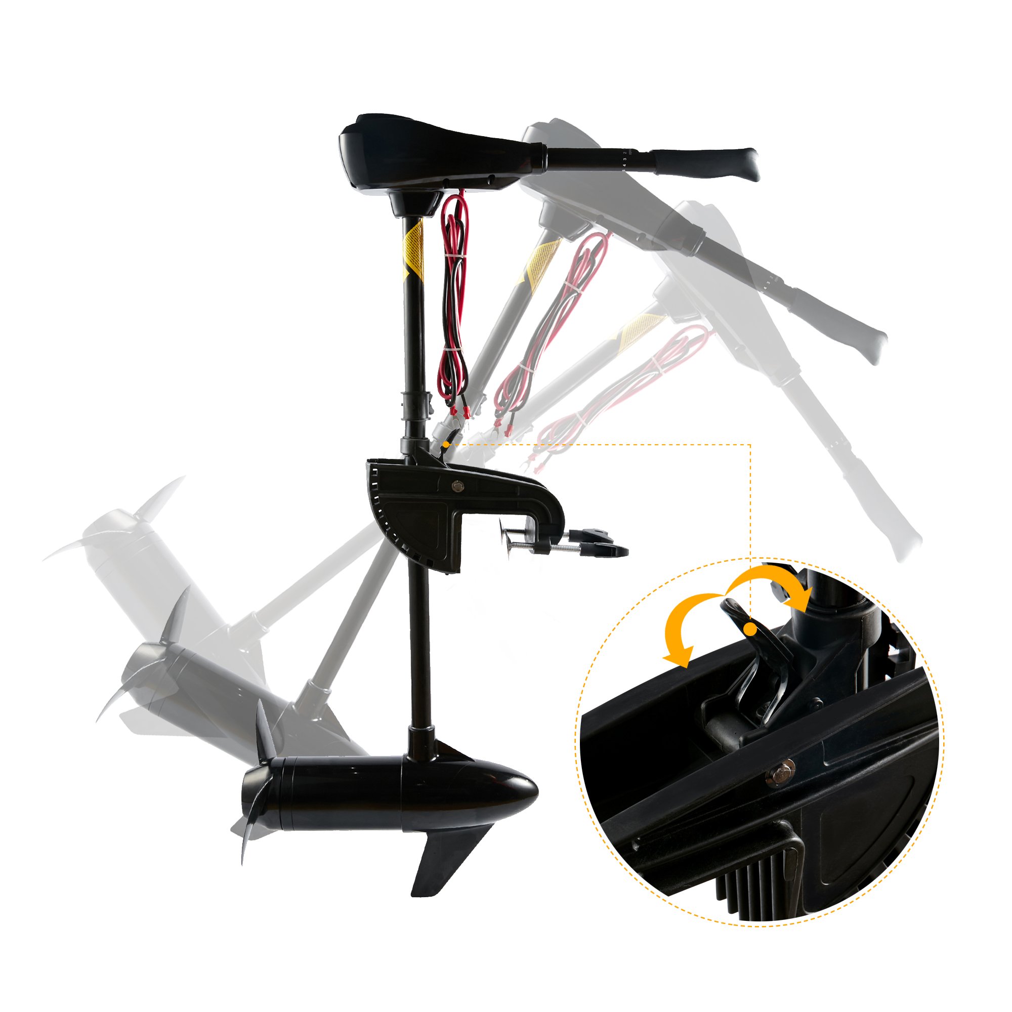 36/40/46/50/55/60/86 LBS Thrust 8 Speed Electric Trolling Motor for Fishing Boats Saltwater Transom Mounted with Adjustable Handle