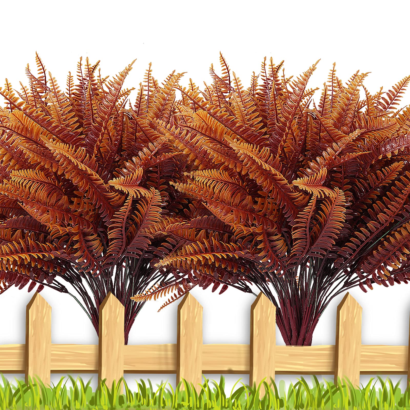 RECUTMS 8PCS Artificial Plants Greenery, Fake Boston Fern Bush Plant UV Resistant Greenery Bushes Faux Outdoor Shrubs Plants Indoor Outside Hanging Planter Home Garden Decor
