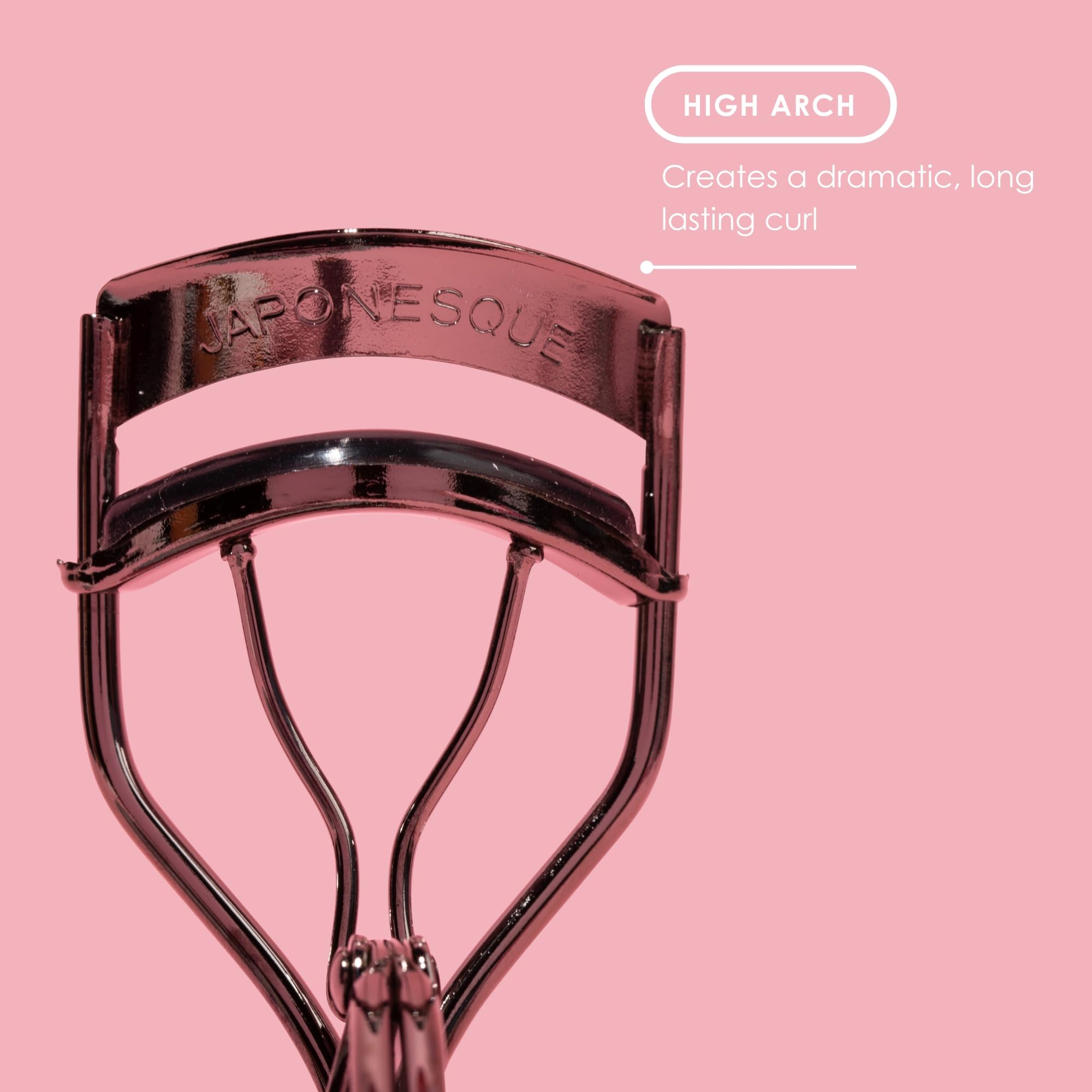 JAPONESQUE Extreme Lash Curler - Scissor Comfort Handle, Deep Curl, Keeps Lashes Curled for 8 Hours, High Arch Design, for Natural or False Lashes, Includes 1 Refill Pad (Gunmetal)