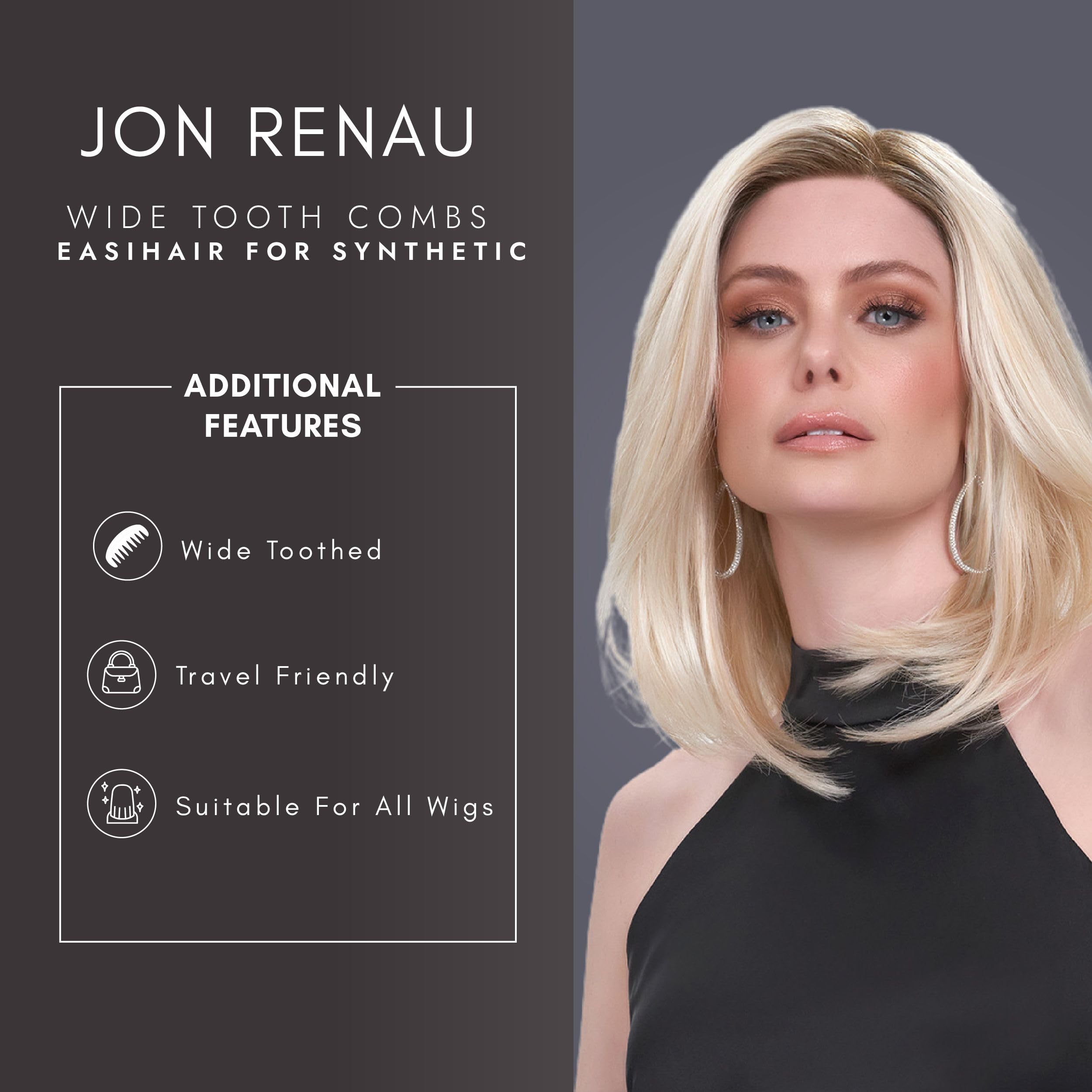 Jon Renau, Set of 2 Wide Tooth Combs by Jon Renau for Synthetic, Heat Friendly HD Fiber and Human Hair