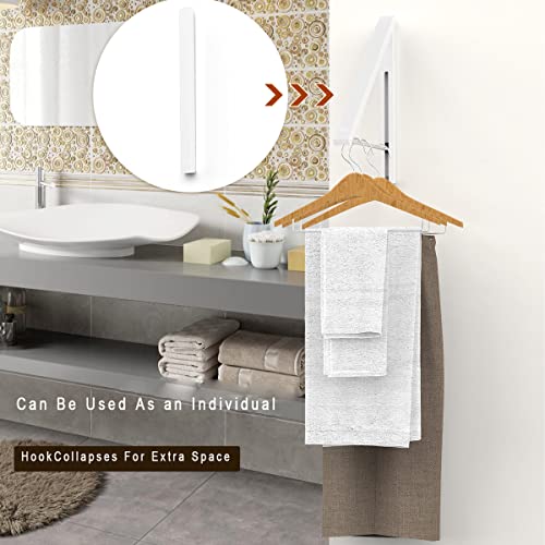 Anjuer Folding Clothes Hanger Wall Mounted Retractable Clothes Rack, Aluminum, Easy Installation, White