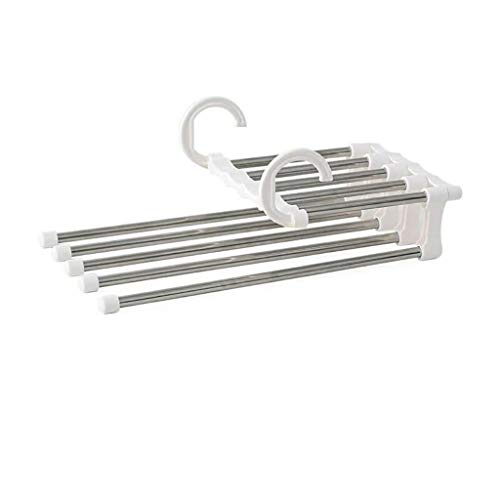 KLGDA_Home Foldable Clothes Drying Laundry Rack Multi-Layer Hanging Storage Rack Multi-Functional Magical Hanger Stainless Steel (White, 1Pc)