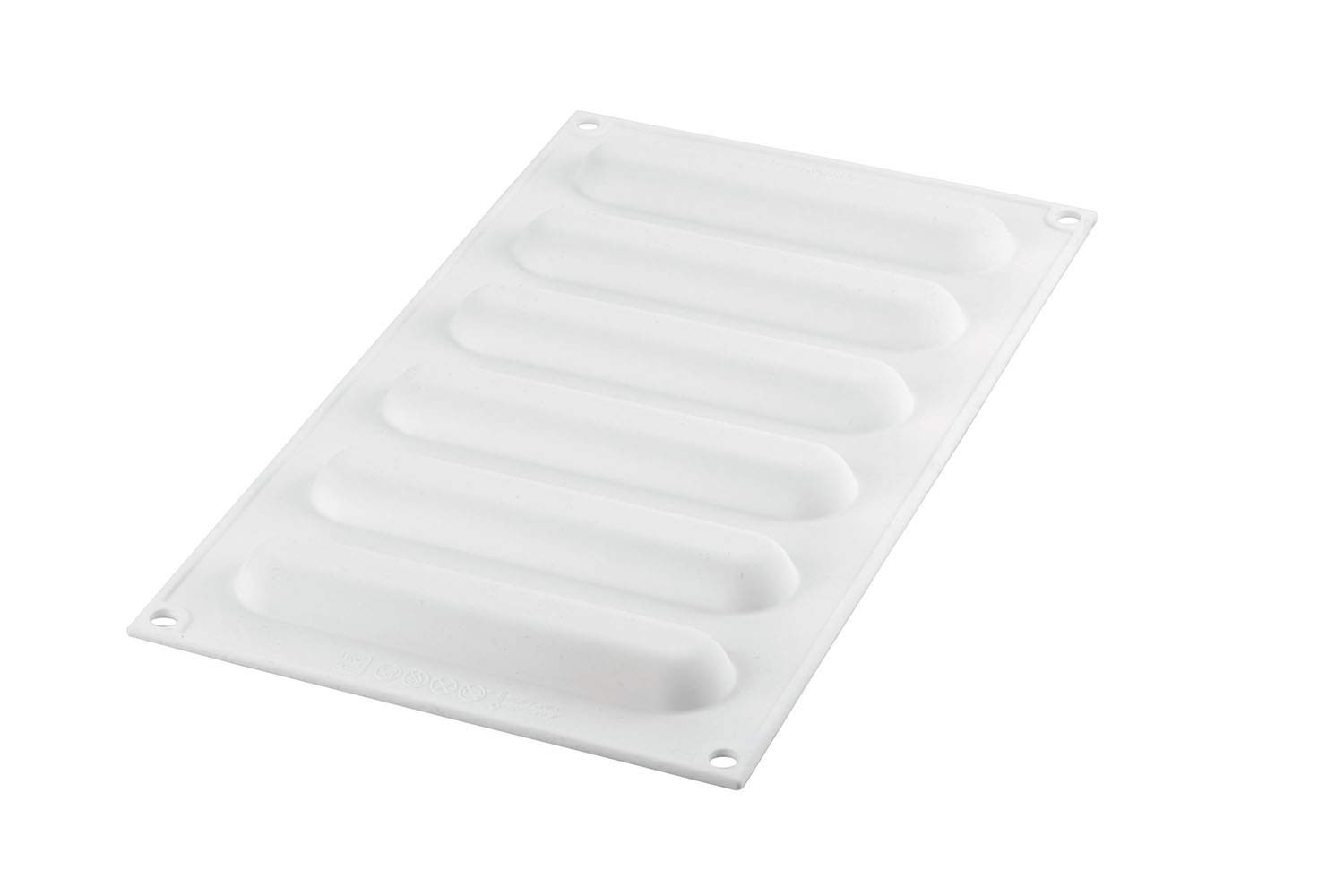 Silikomart "Kit Tarte Ring Oblong 146x34" Silicone Mold with 6 Cavities, Each 5.23 Inch x 0.82 Inch x 0.47 Inch High, Plus 6 Heat-Resistant Perforated Plastic Oblong Cutting Rings