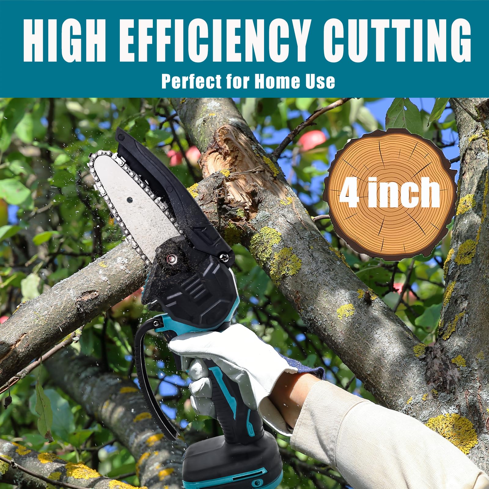 4" Cordless Chainsaw for Makita 18V Battery -TEETOK Mini Electric Portable Chainsaw for Tree Branches, Courtyard, Household and Garden (Tool Only)