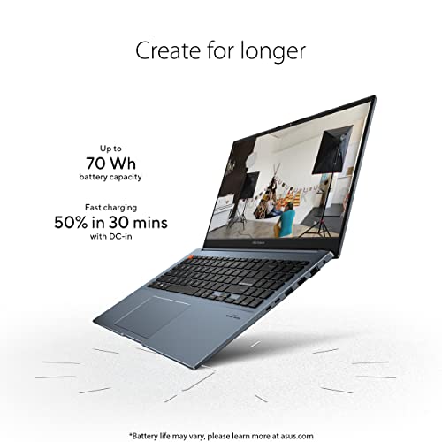 ASUS VivoBook Pro 15 Laptop, 15.6” FHD Display, Intel Core i7-12650H CPU, NVIDIA GeForce RTX 3050 GPU, 16GB RAM, 512GB SSD, Windows 11 Home, Quiet Blue, K6502ZC-DB74