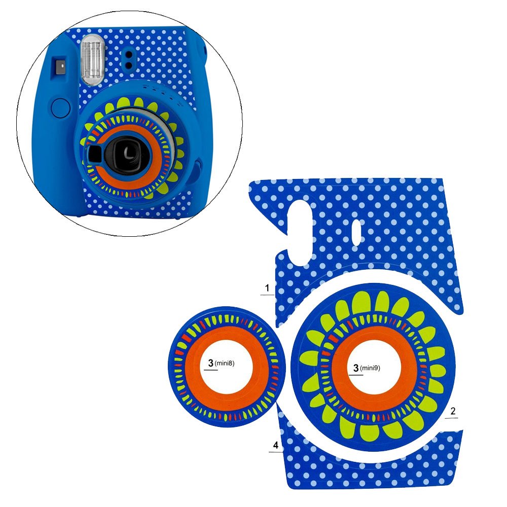 6 Decorative Camera Stickers Compatible with Your Fujifilm Mini Cameras β Color Variety: Light Blue, Pink, Purple, Turquoise, White, Yellow β Deluxe Bundle