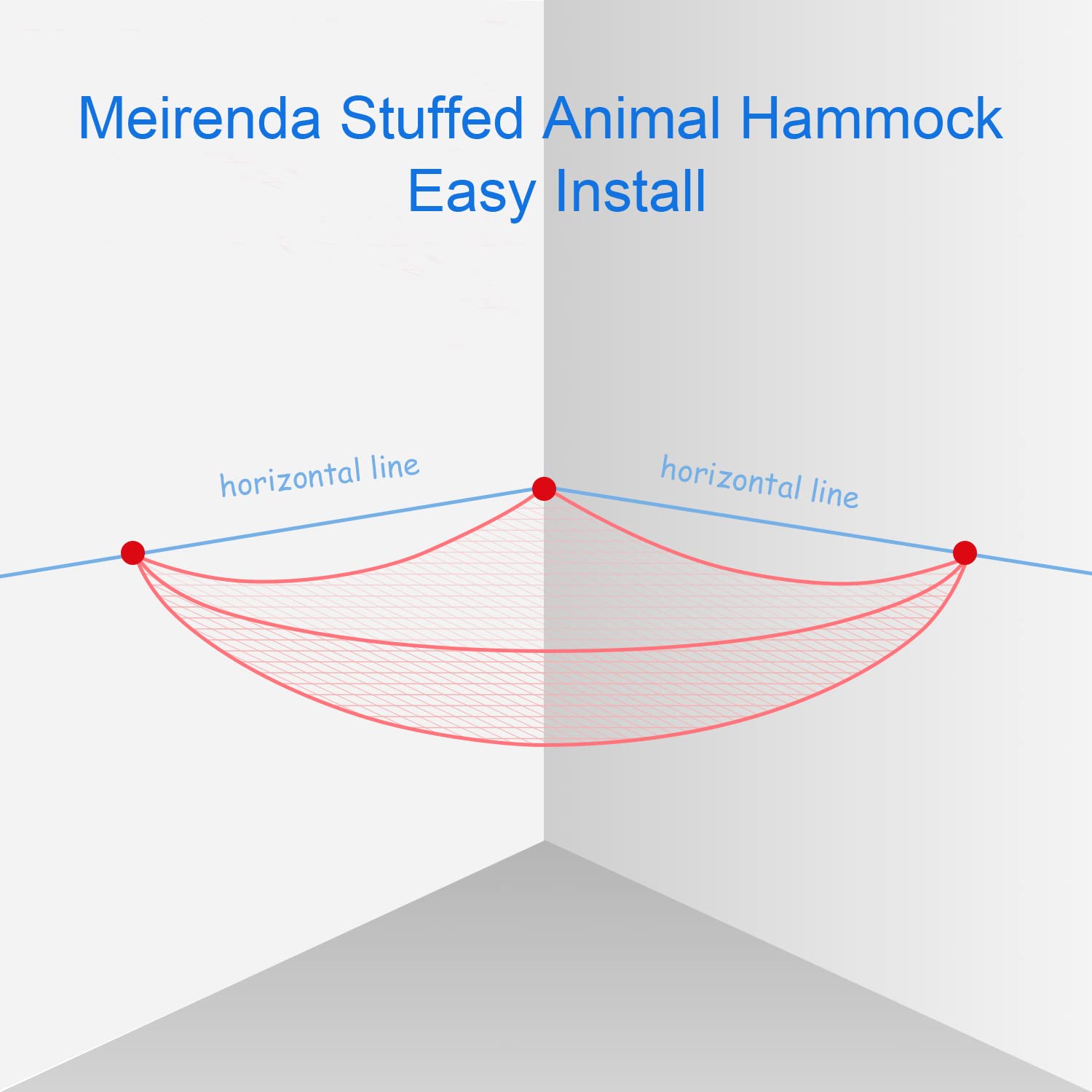 Net for Stuffed Animals, Meirenda Stuffed Animal Hammock or Net Jumbo Stuffed Toy Net Storage Organizer Kids Sling Corner Wall Mesh Toy Hammock for Stuffed Animals with Balls(Black, 70 inch)