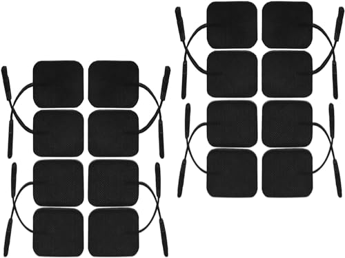 iStim Super Soft 2"x2" TENS Unit Electrodes for TENS Massage EMS Unit/Muscle Stimulator - 100% Japanese Gel - 16 Pieces Reusable Electrode Pads (2"x2"- 16 Pieces - Black)