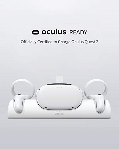 Anker Charging Dock for Oculus Quest 2, Oculus Certified Charging Station Stand Set, Headset Display Holder and Controller Mount Station with 2 Rechargeable Batteries, USB-C Charger and Cable