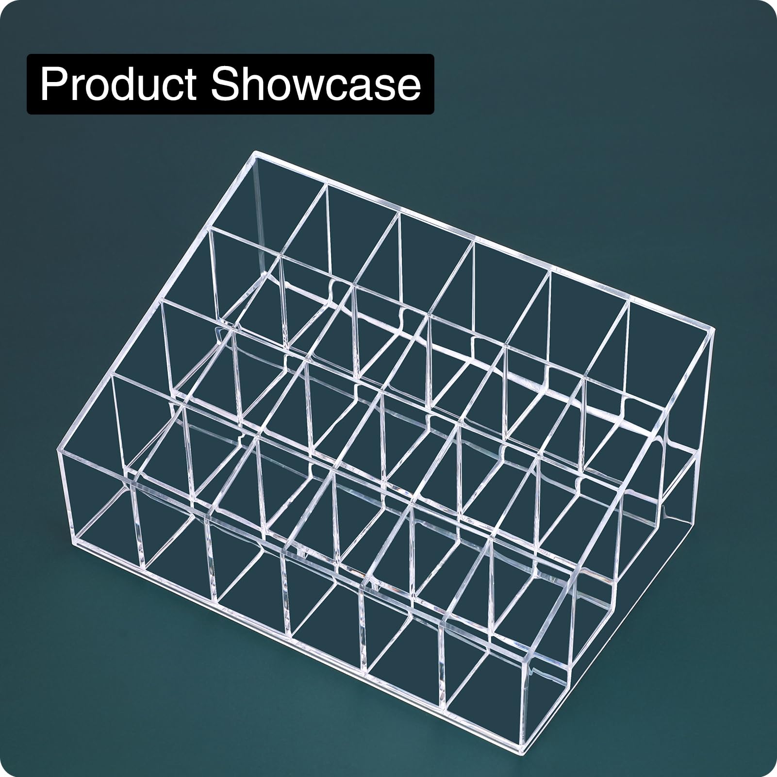 MOSIKER Lipstick Organizer,Small Clear Plastic Compact Lip Gloss Chapstick Perfume Sample Mascara Holder with 24 Slots
